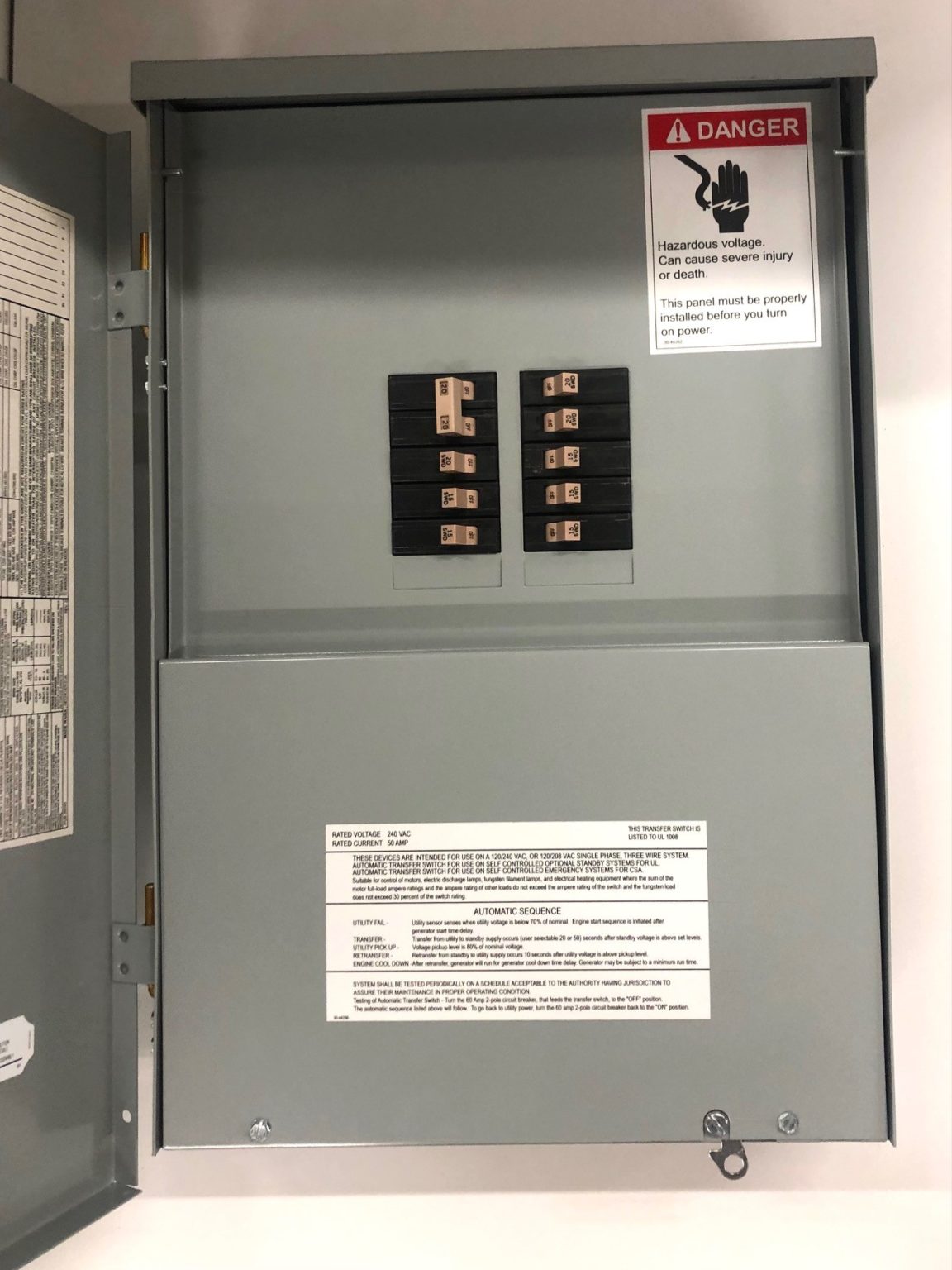 AUTOMATIC TRANSFER SWITCH W/ LOAD CENTER - Sleeman & Hawken - Genuine ...